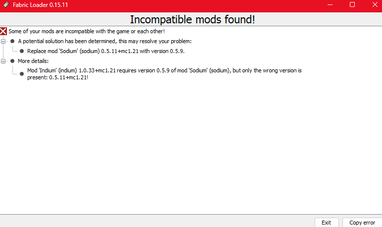 "Incompatible mods found!" - Distant Horizons