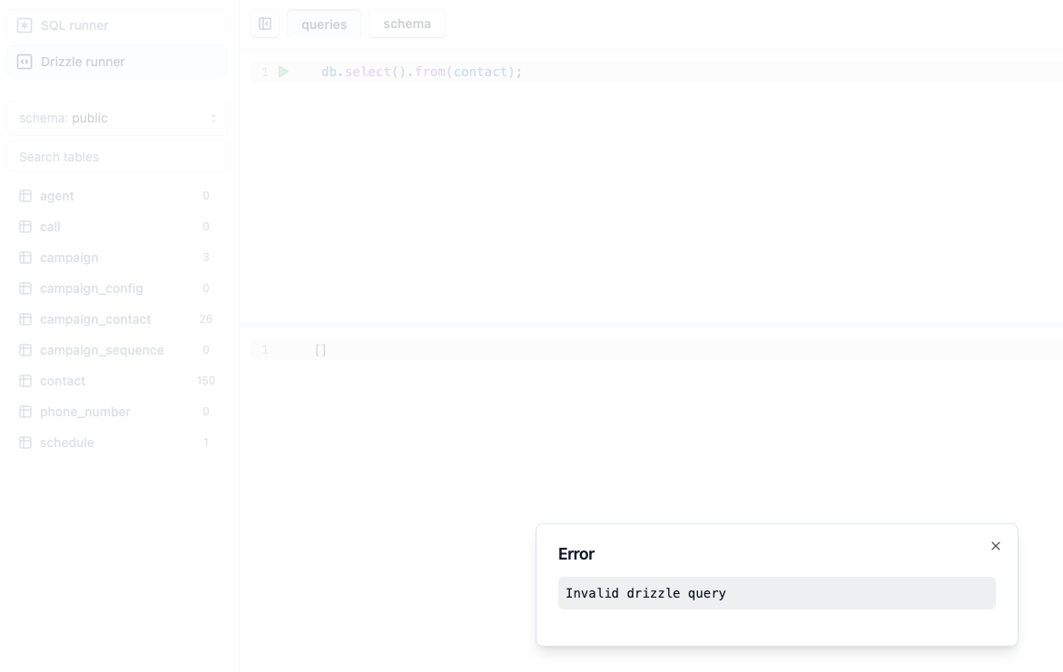 Drizzle Runner Doesnt Work But Sql Does Drizzle Team
