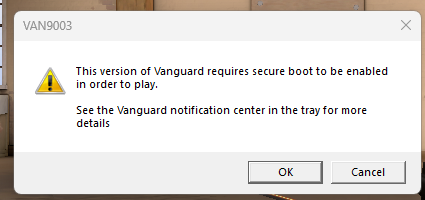 Vangaurd secure booting - VALORANT