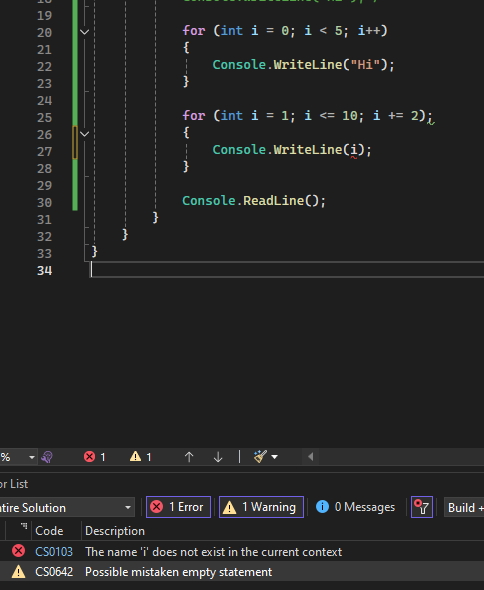 new to c#, following freecodecamp tutorial - C#